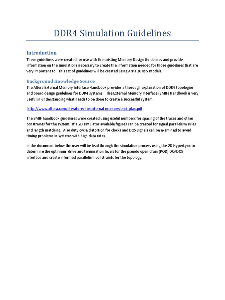 Ddr4 Simulation Guidelines Pdf Simulation Printed Circuit Board