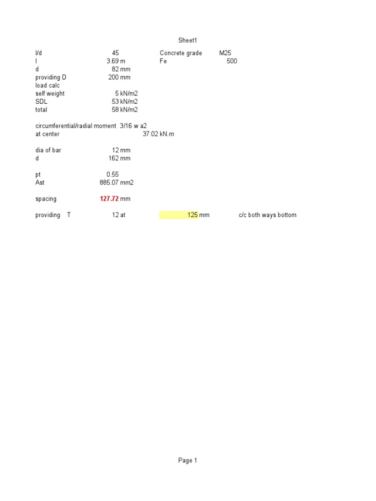 Circular Slab Design | PDF