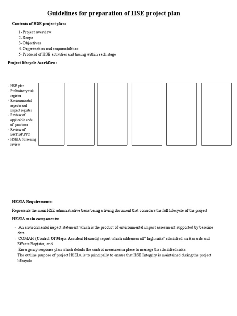 Guidelines For Preparation of HSE Project Plan | PDF | Business