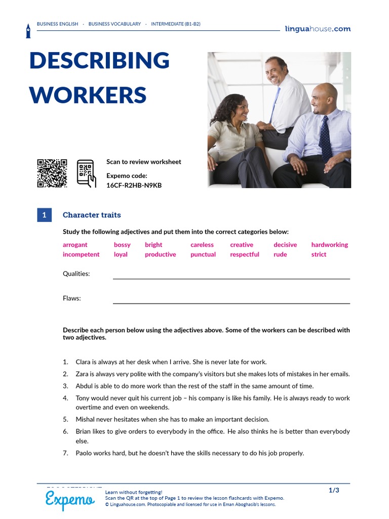 Describing Workers British English Student Ver2 | PDF