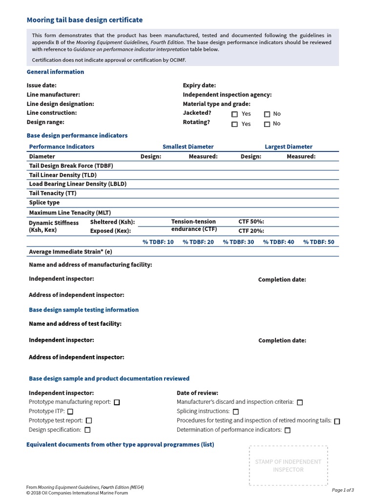Mooring Tail Base Design Certificate: General Information | PDF ...