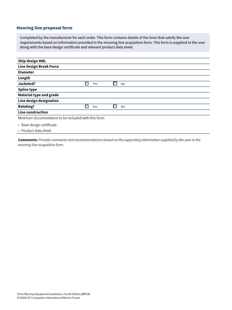 MEG4 Mooring Line Proposal Form | PDF