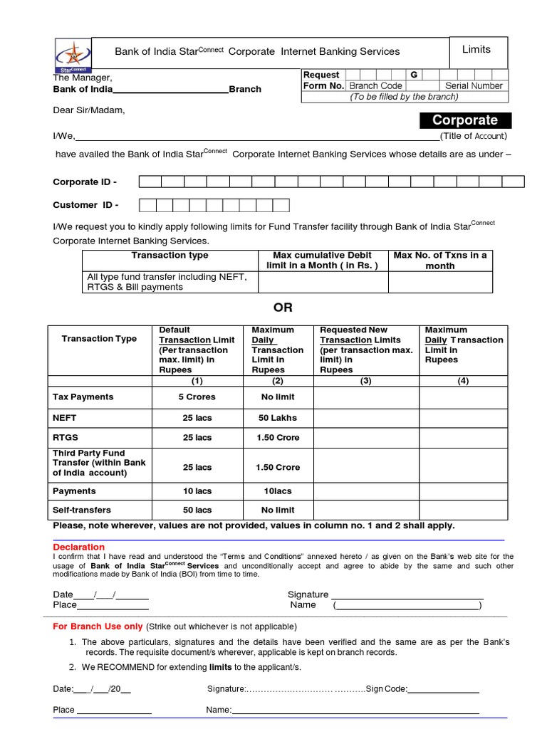 Limit Enhancement Format - Corporate | PDF | Economies | Services ...