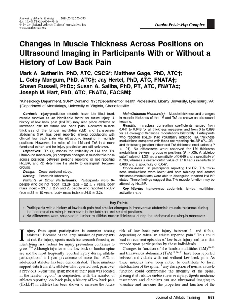 Changes in Muscle Thickness Across Positions On | PDF | Sensitivity And ...