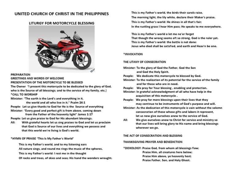 United Church of Christ in The Philippines: Liturgy For Motorcycle ...