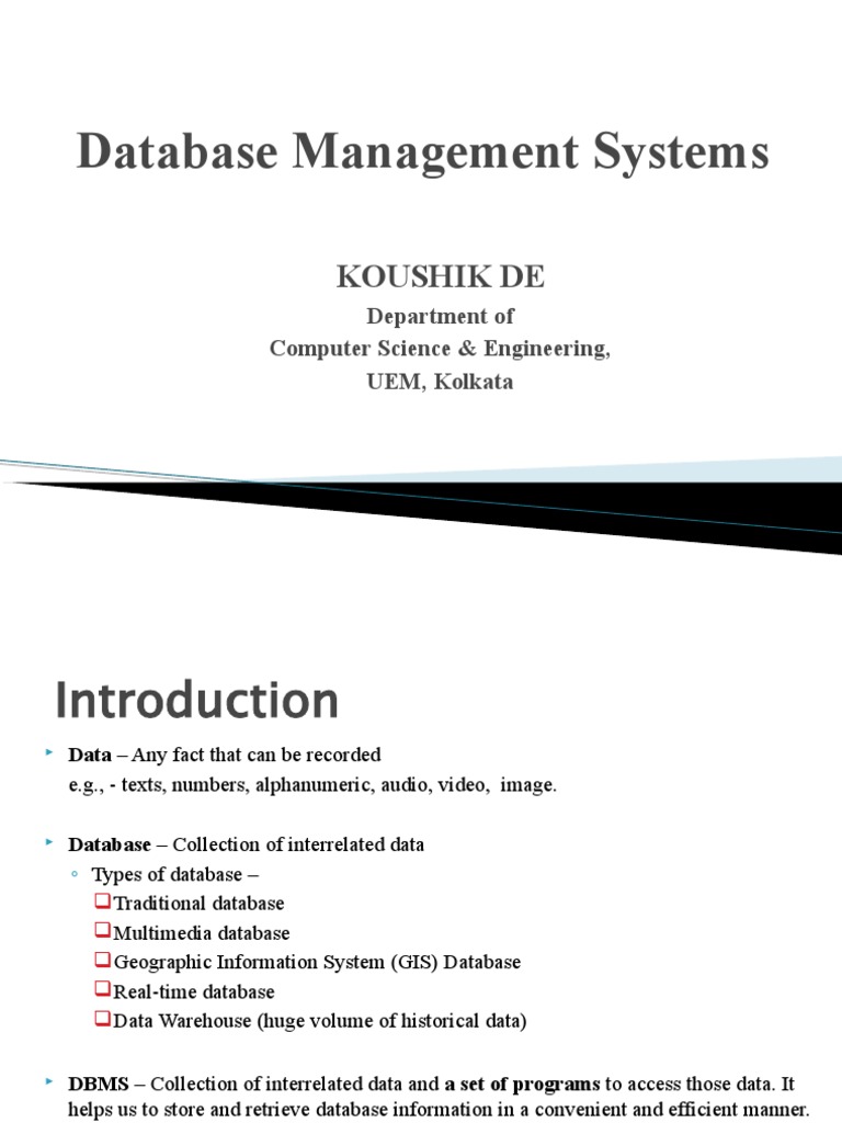 Presentation Dbms Fundamentals Koushik 1514899289 324288 | PDF | Relational Database | Databases