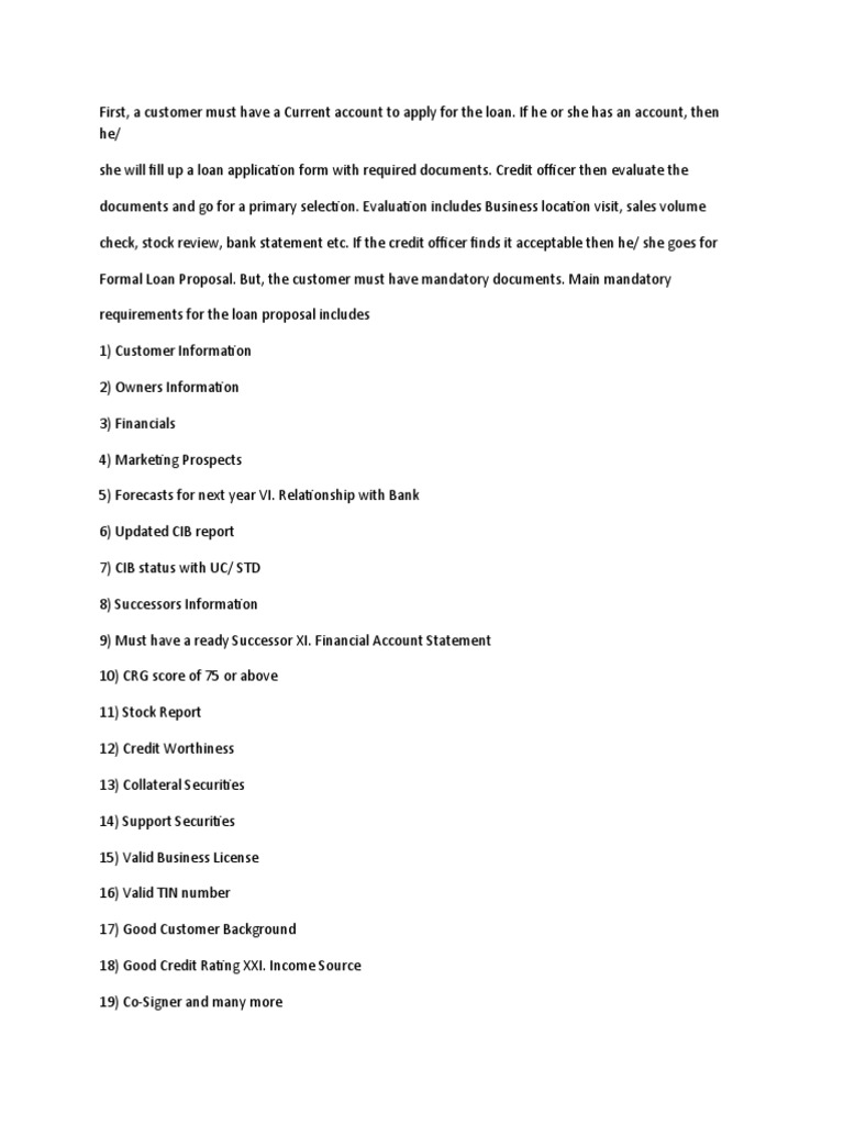 Loan Giving Steps of A Bank | PDF