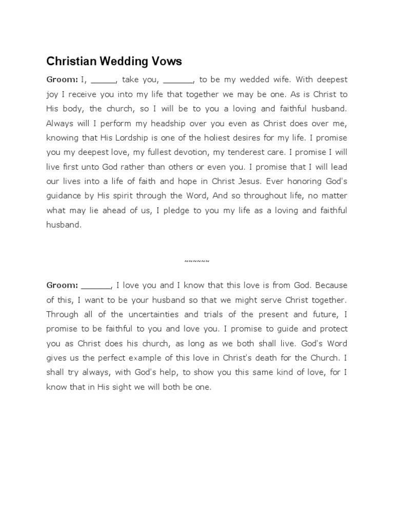 Sample Christian Wedding Vows | PDF | Jesus | Love
