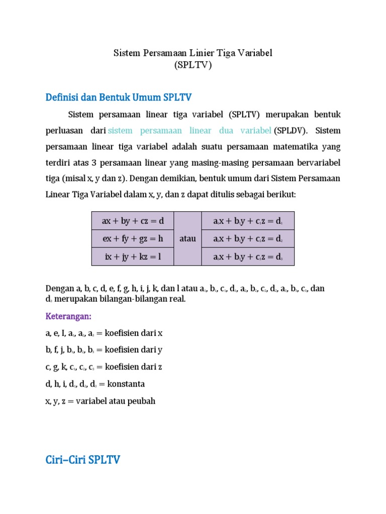 Materi SPLTV | PDF
