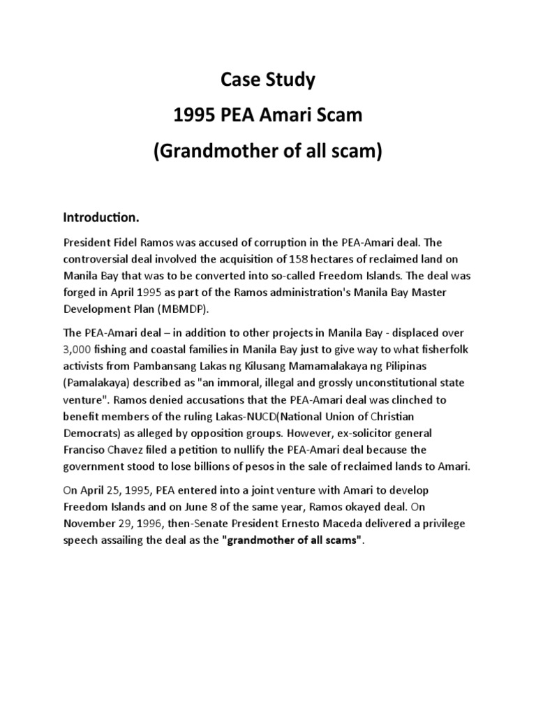 Case Study 1995 PEA Amari Scam | PDF