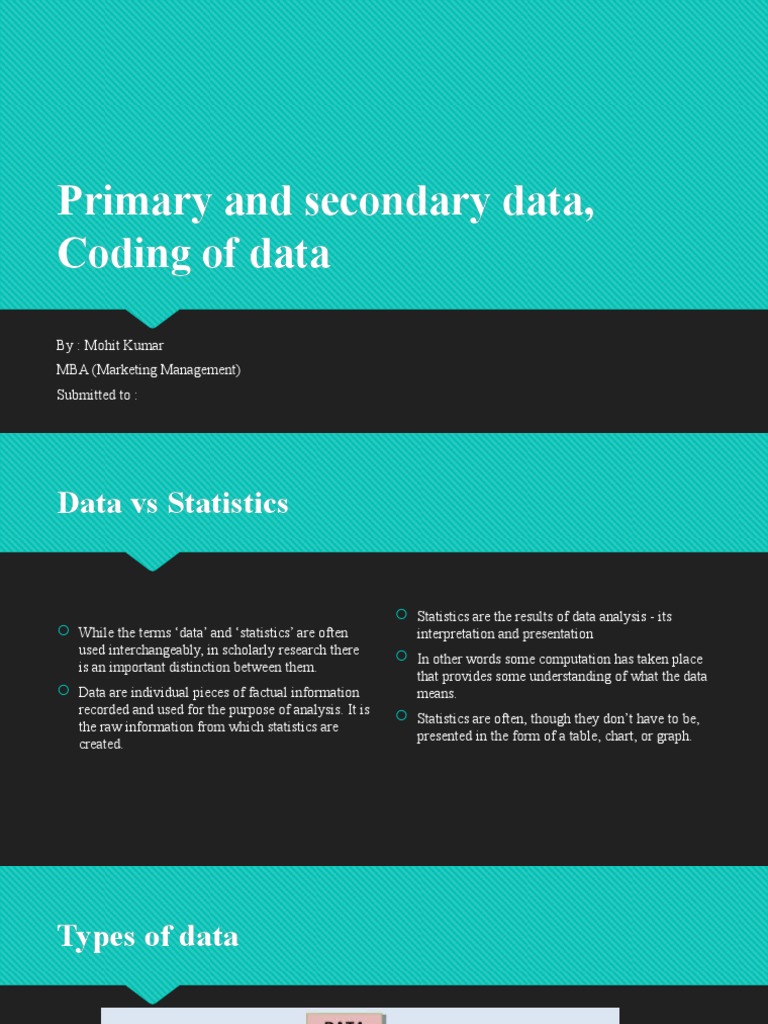 Primary and Secondary Data | PDF | Data | Survey Methodology