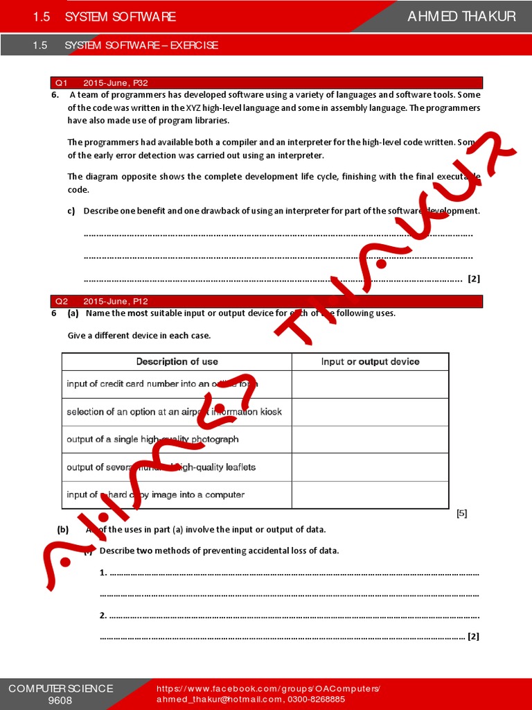 System Software Exercises for Computer Science | PDF | Information ...
