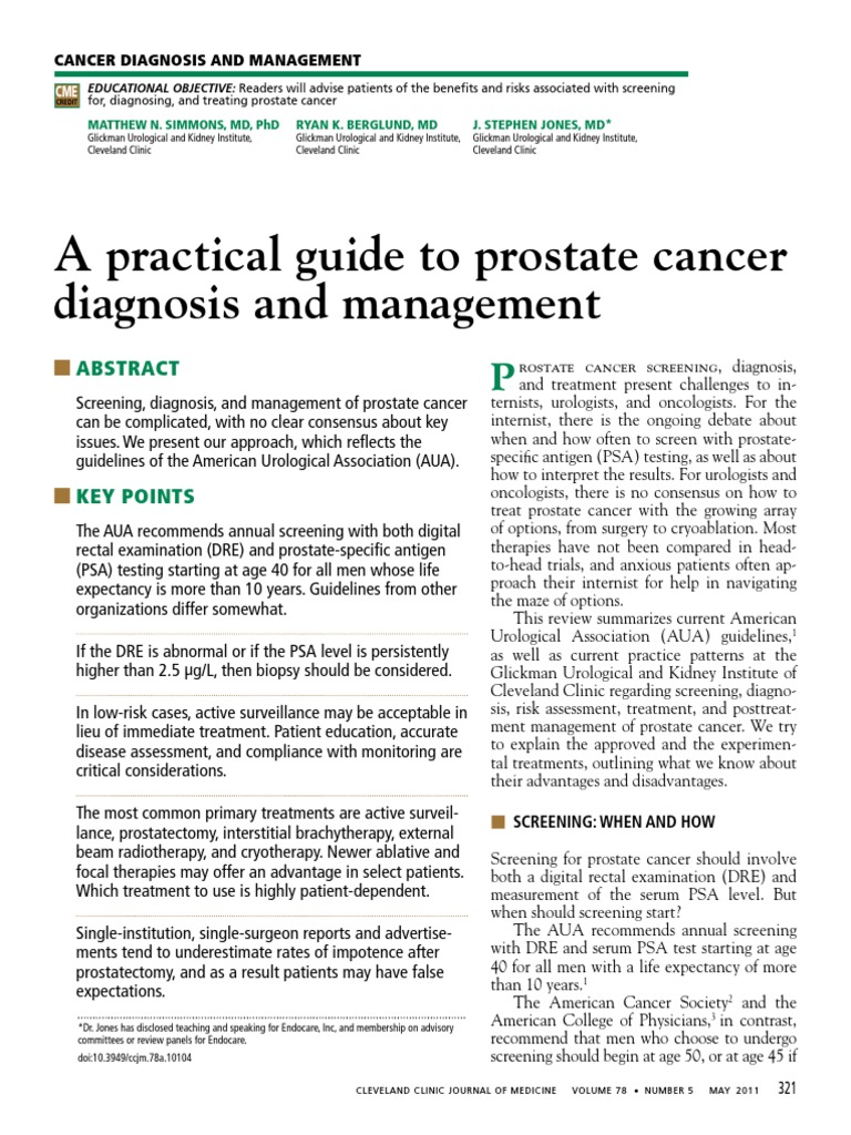 A Practical Guide To Prostate Cancer Diagnosis and Management | PDF ...