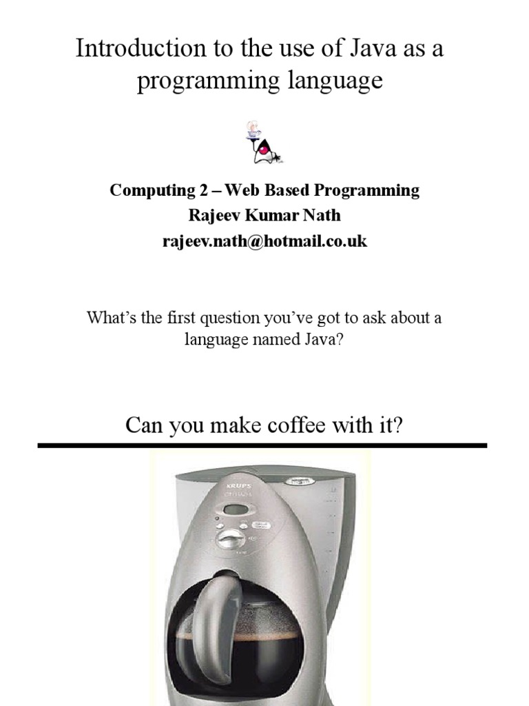 Introduction To Java Pdf Java Programming Language Class