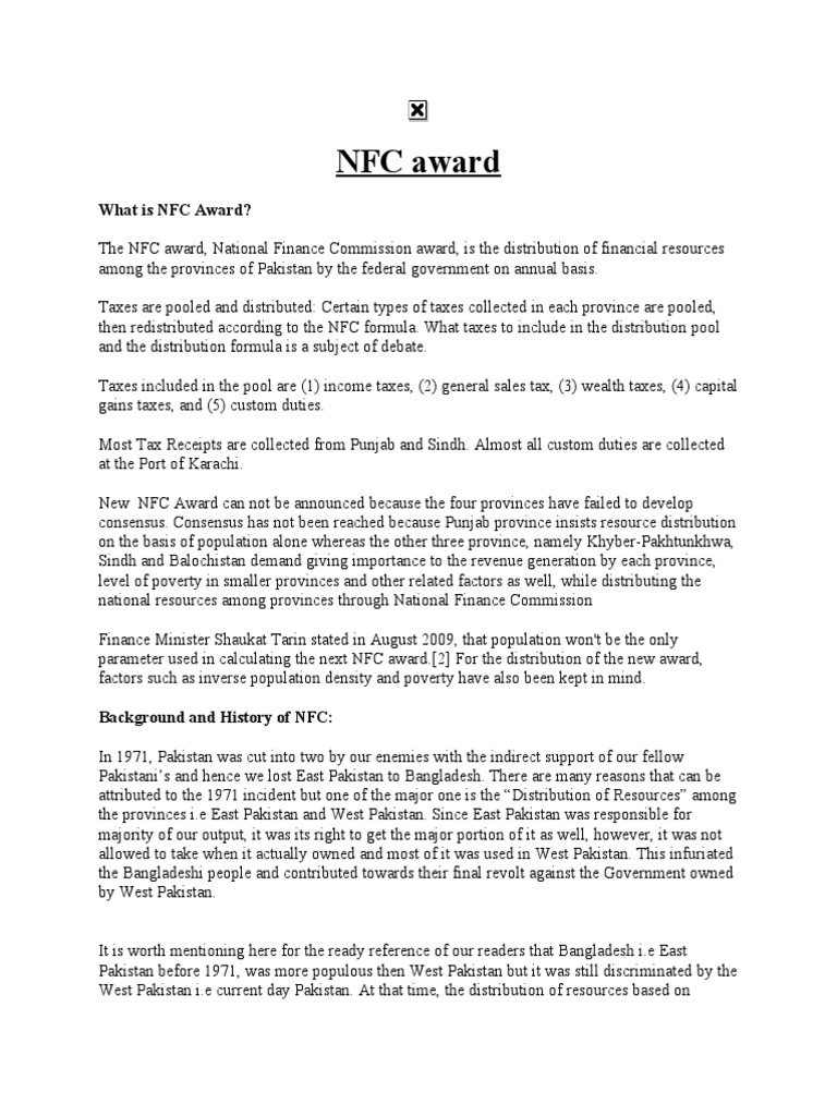 What Is NFC Award? | PDF | Policy | Pakistan