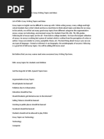 500+ English Essay Topics List | PDF | Essays