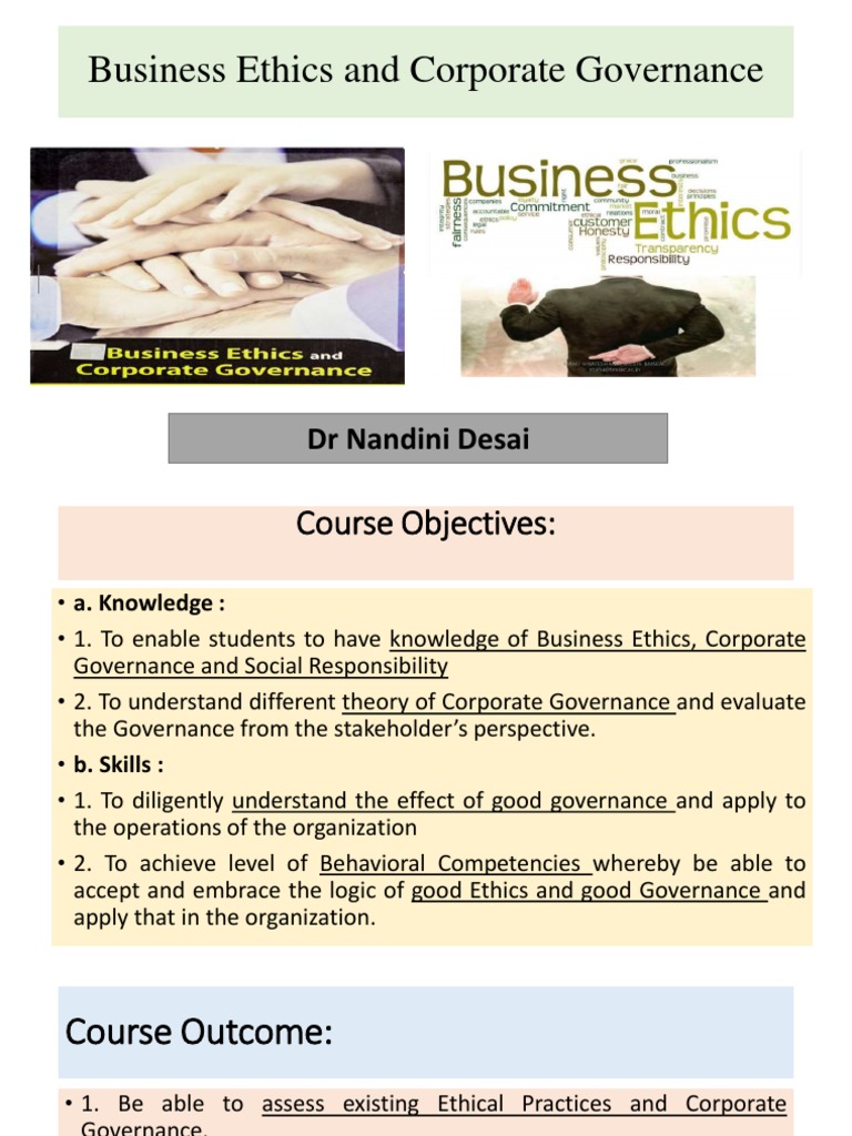Business Ethics and Corporate Governance Module No 1 | PDF | Corporate ...