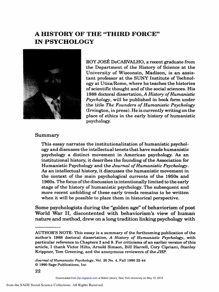 A History of The Third Force in Psychology | PDF