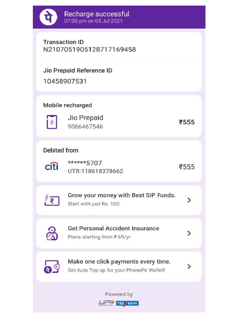 Mobile Recharge Bill | PDF