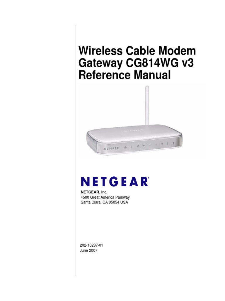 Wireless Cable Modem Gateway CG814WG v3 Reference Manual: Netgear, Inc ...