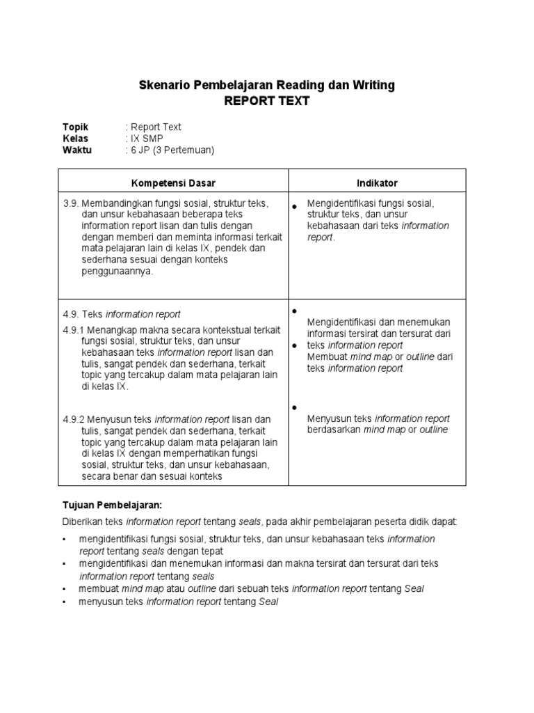 Skenario Pembelajaran Reading Writing | PDF