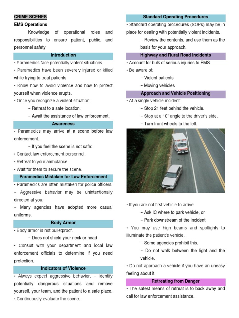 Crime Scenes EMS Operations Standard Operating Procedures | Download ...