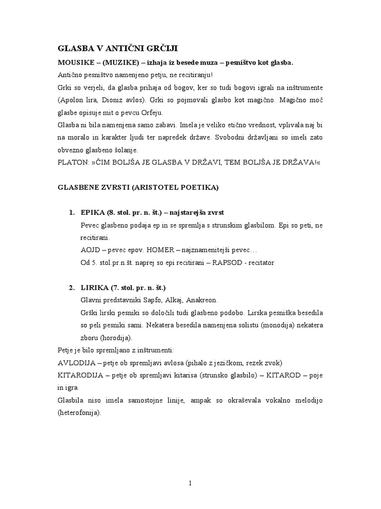 Glasba V Antični Grčiji | PDF