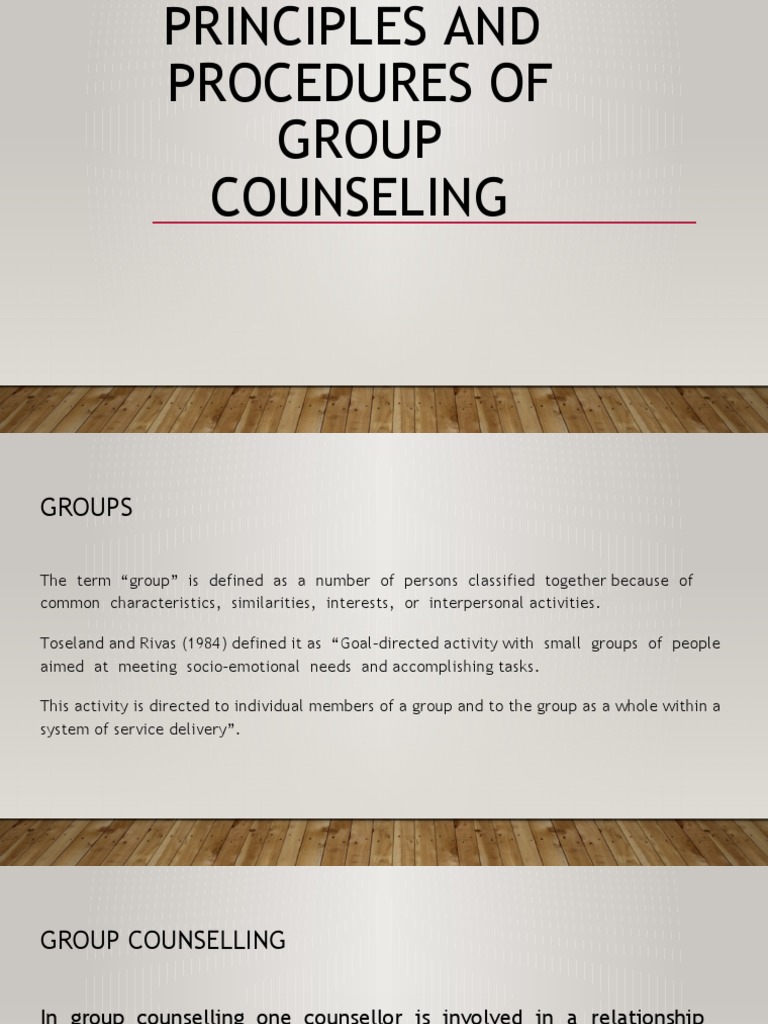 Principles of Group Counseling | PDF | Psychotherapy | Leadership