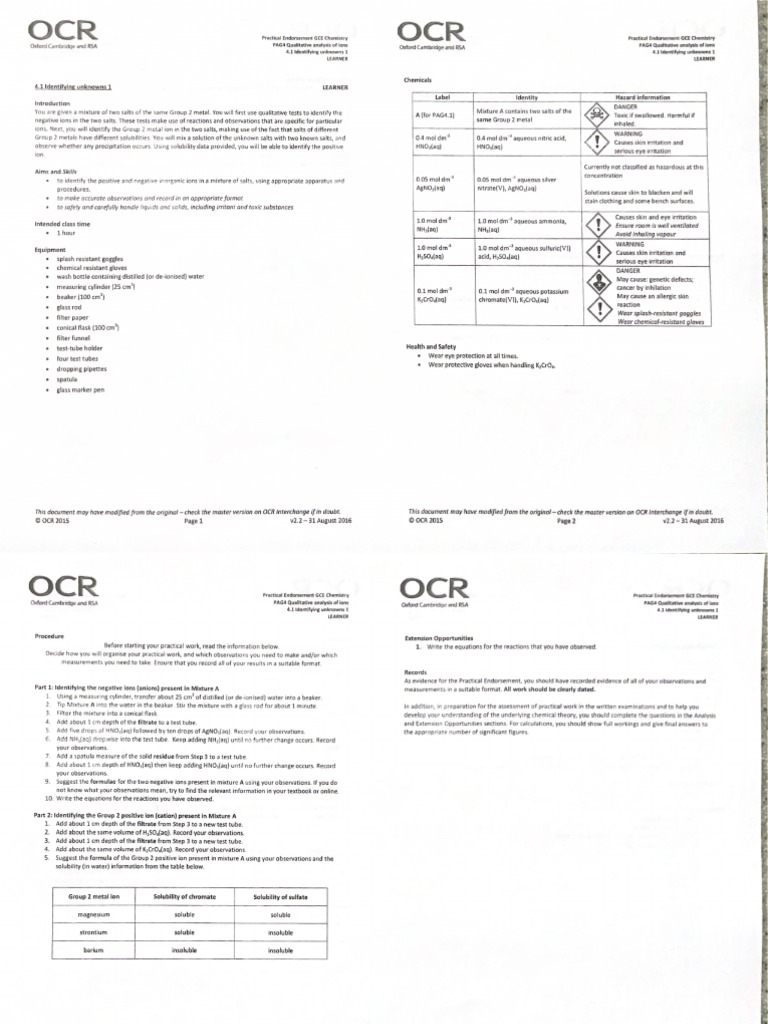 Identifying Unknowns (1) - Pag 4.1 | PDF