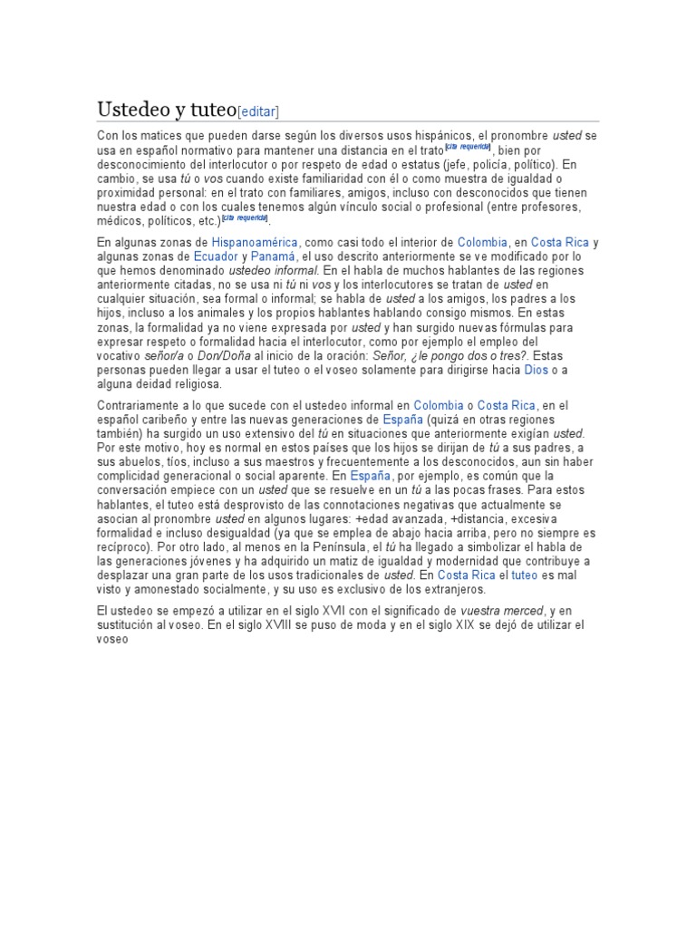 Ustedeo y Tuteo | PDF | Lengua española