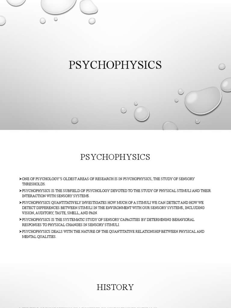 PSYCHOPHYSICS | PDF | Psychophysics | Perception