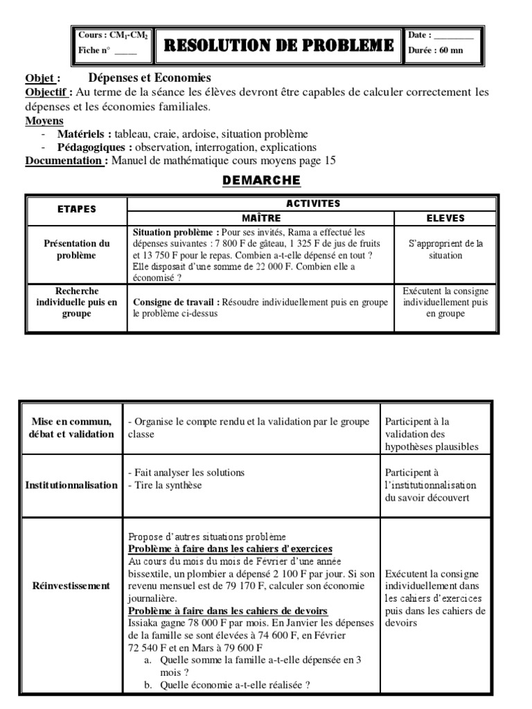 CM1 CM2 Résolution de Problème | PDF | Pédagogie | Apprentissage