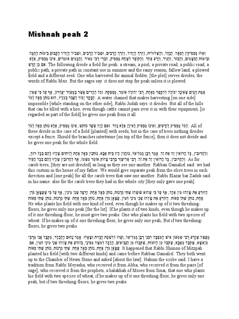 Mishnah Peah 2 | PDF | Books Of The Hebrew Bible | Jewish Belief And ...
