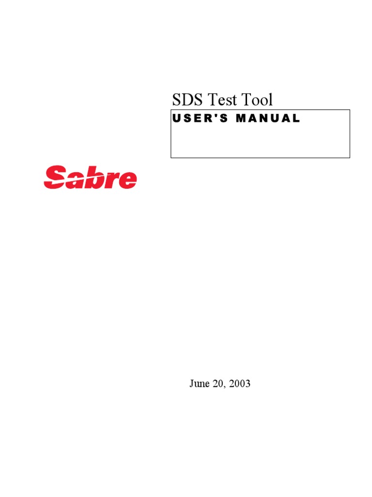 SDS Test Tool: User'S Manual | Download Free PDF | Menu (Computing ...