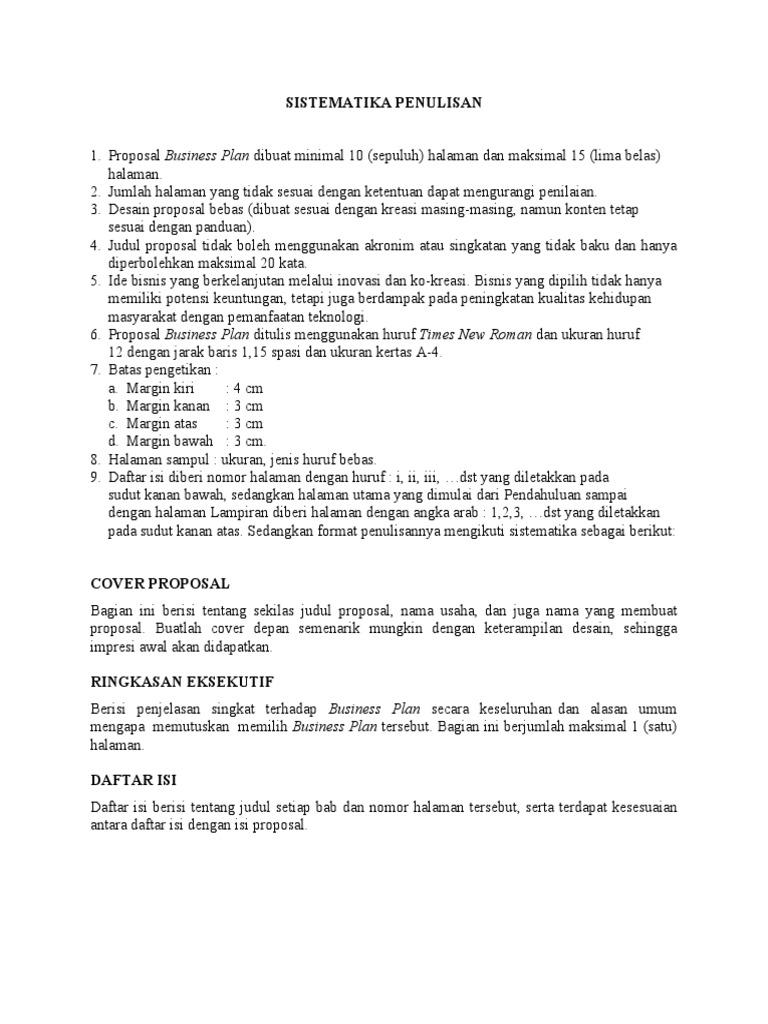 Sistematika Penulisan (Combase Business Plan) | PDF