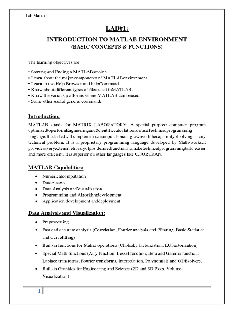 Introduction To Matlab Environment: (Basic Concepts & Functions) | PDF | Trigonometric Functions ...