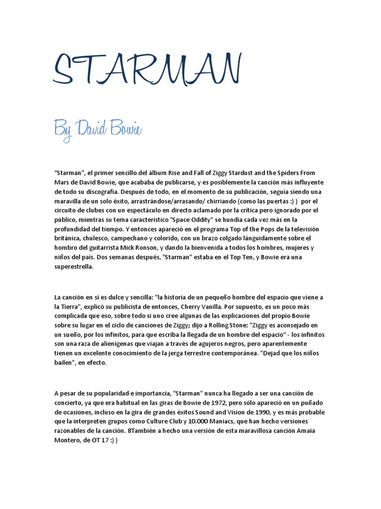Starman | PDF | David Bowie | Piedra dura