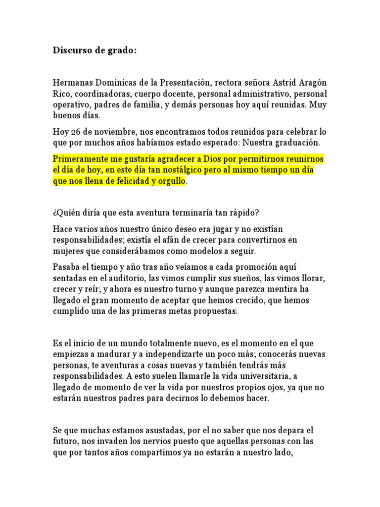 Discurso de Grado | PDF