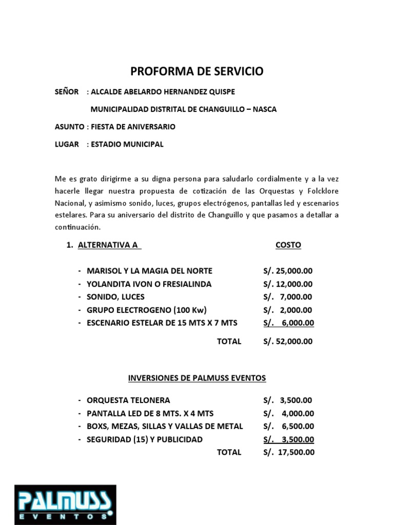 Proforma de Servicio | PDF