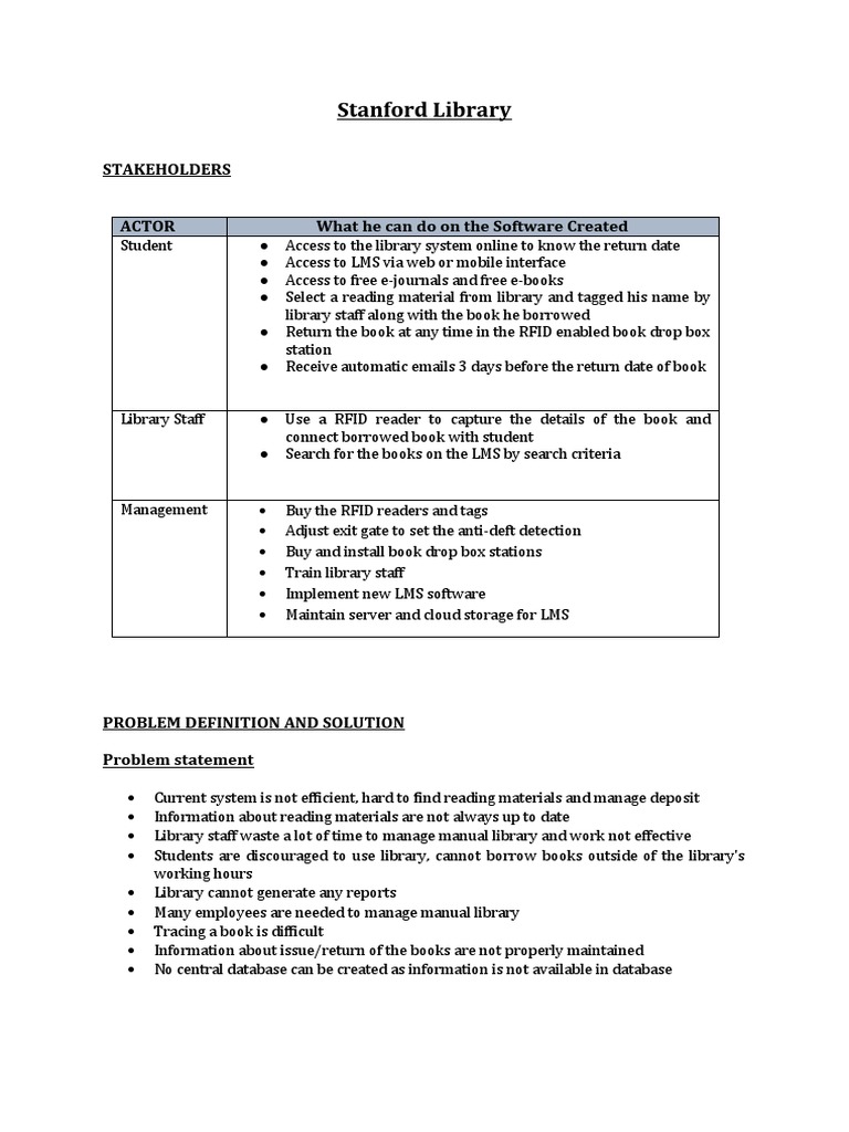 Stanford Library Management System | PDF | Libraries | Radio Frequency ...
