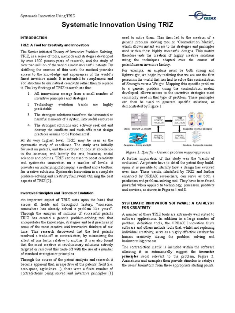 Creax - Systematic Innovation Using Triz | PDF | Creativity | Science ...