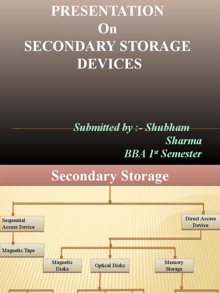 Presentation On Secondary Storage | PDF | Computer Data Storage | Hard ...