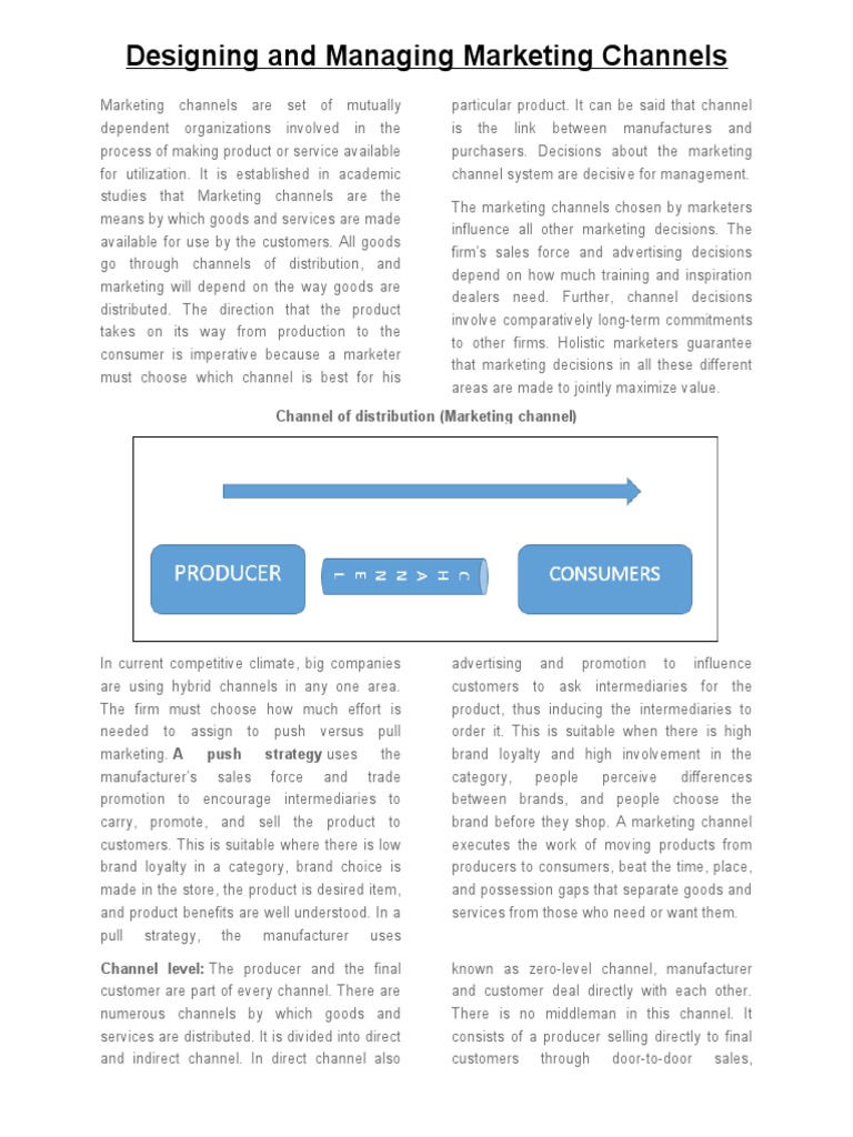 Marketing Channel Design Strategies | PDF | Marketing | Sales