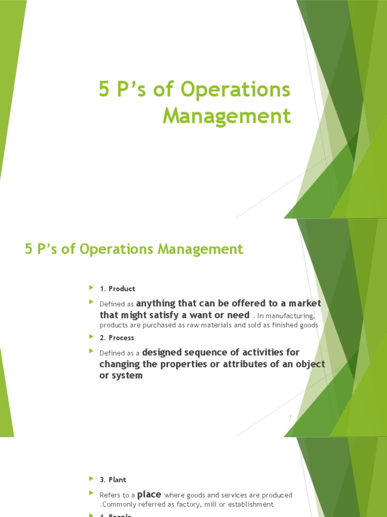 5 P's of Operations Management | PDF | Product (Business) | Market ...
