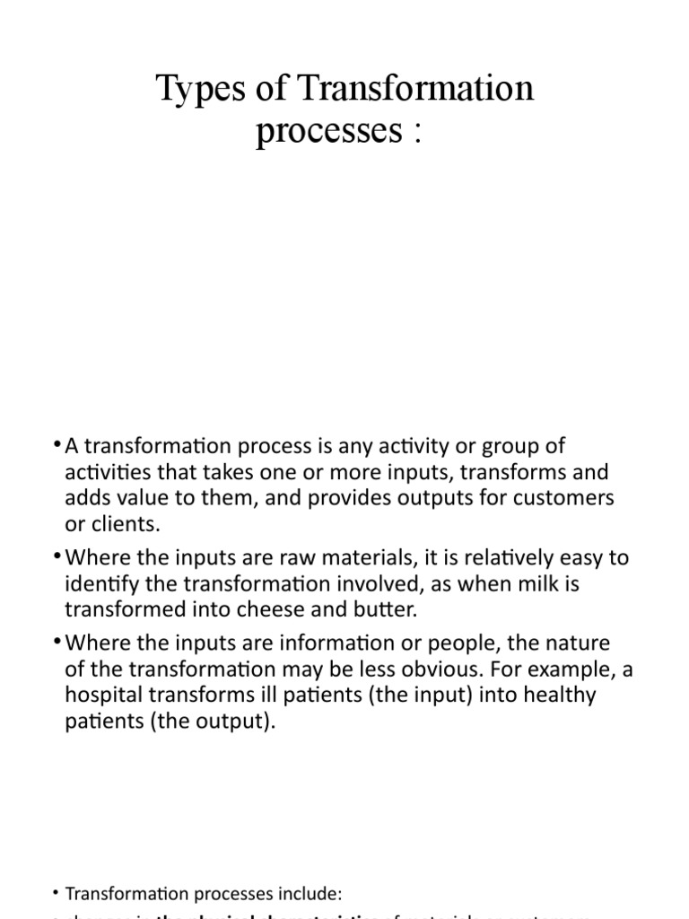 Types of Transformation Processes | PDF