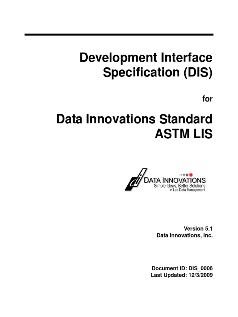Development Interface Specification (DIS) : Data Innovations, Inc | PDF | Specification ...