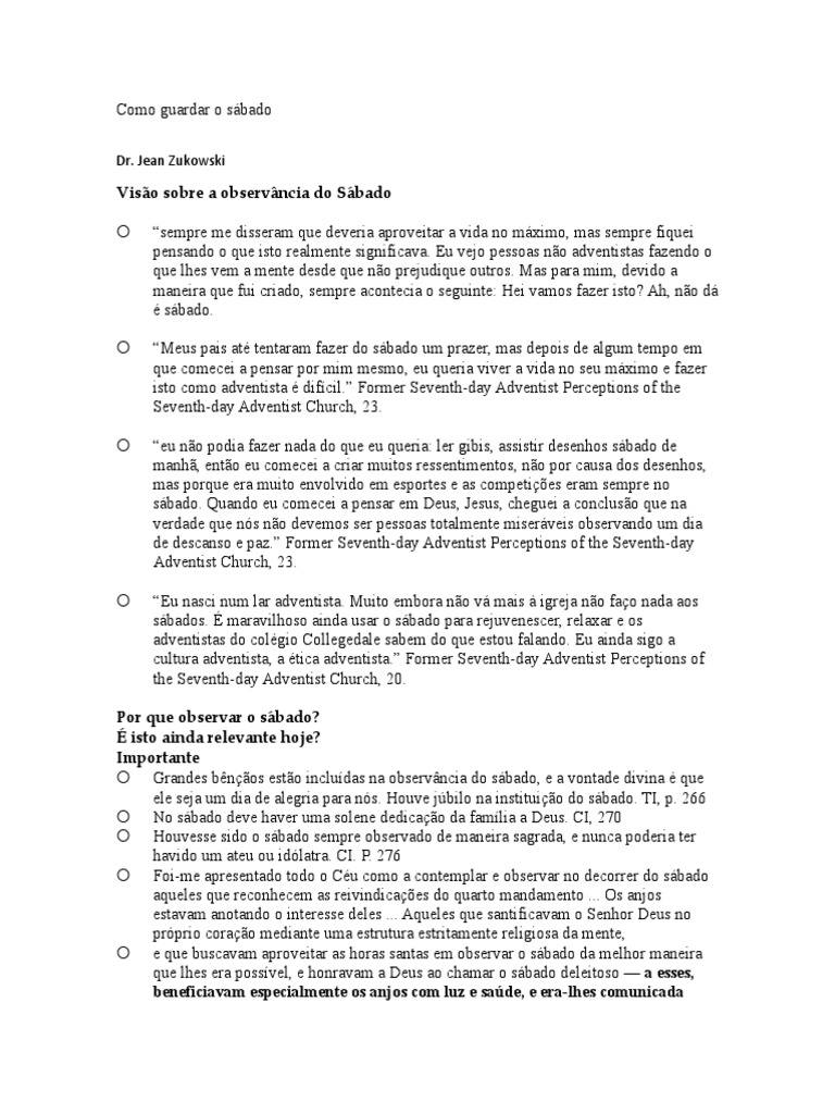 Como Guardar o Sábado | PDF | Oração