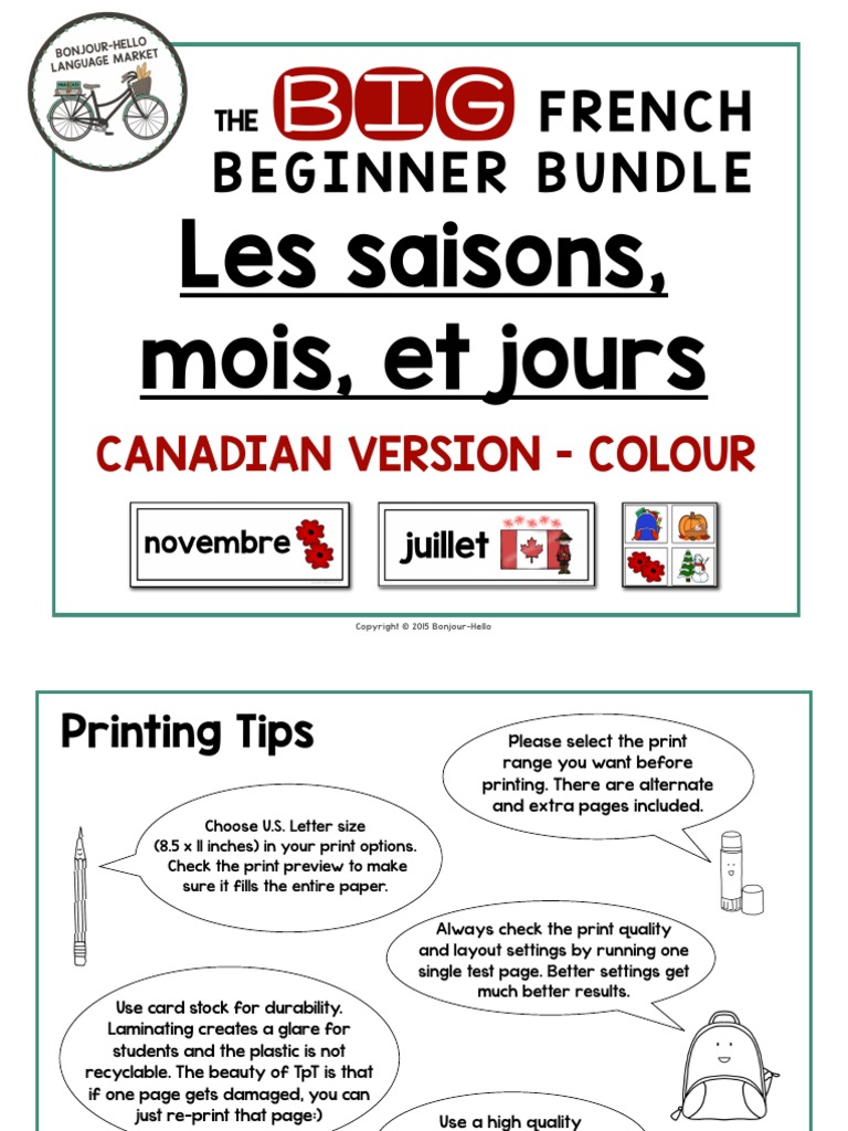 FSL Saisons Mois Jours Can | Download Free PDF | Communication | Human ...