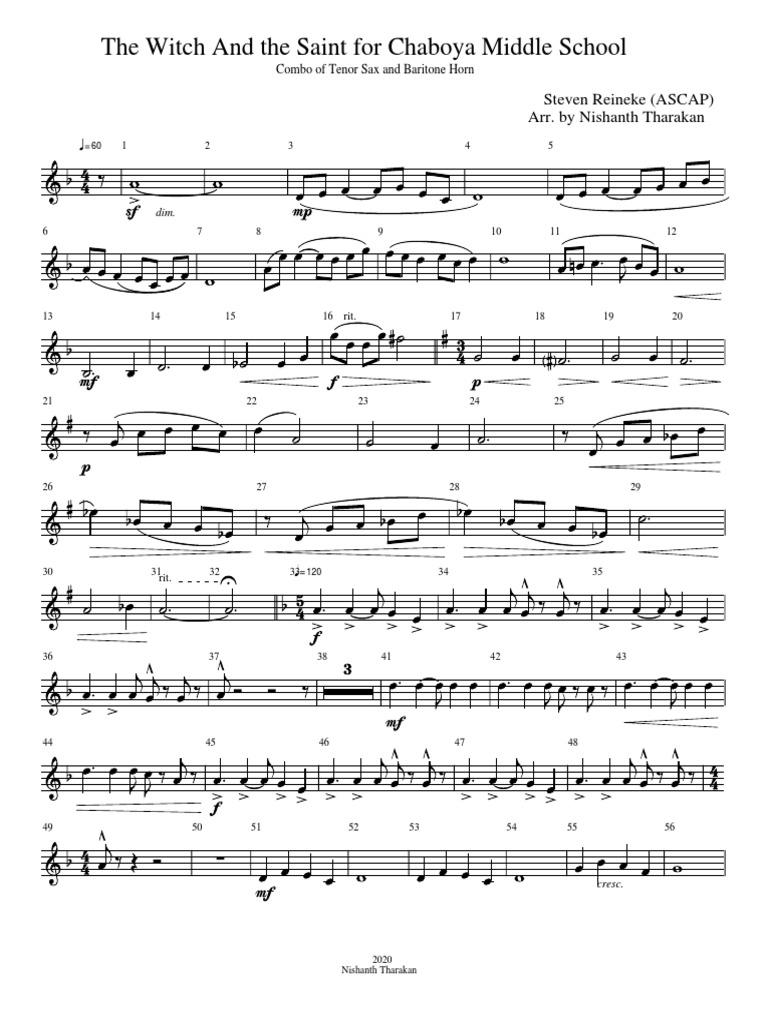 Chaboya Middle School Music Arrangement | PDF | Aerophones | Woodwind ...