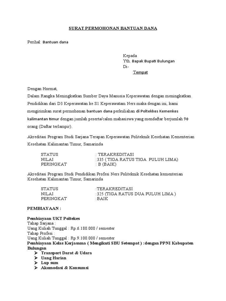 Surat Permohonan Bantuan Dana | PDF